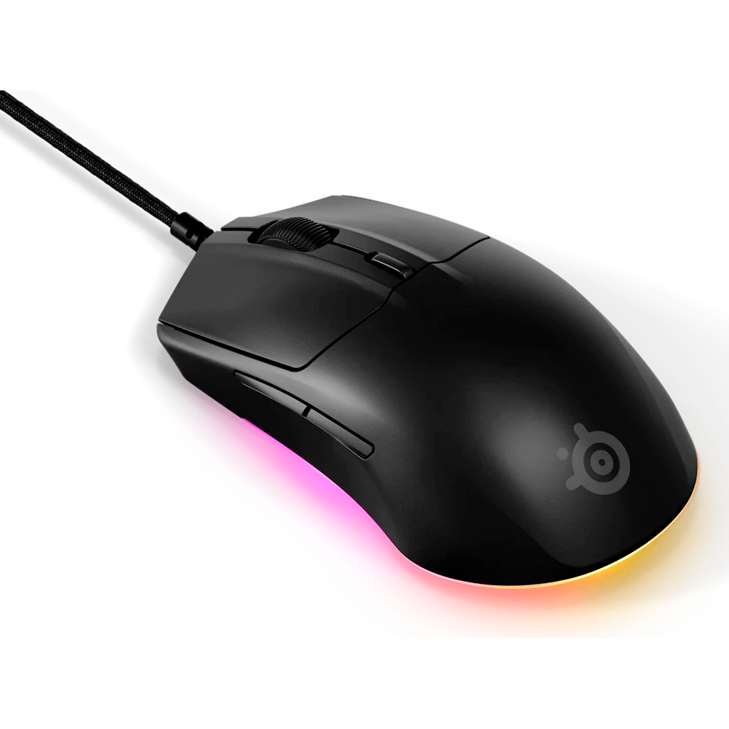 Мышь SteelSeries "Rival 3", для правой руки, подсветка, проводная, черный — фото 1