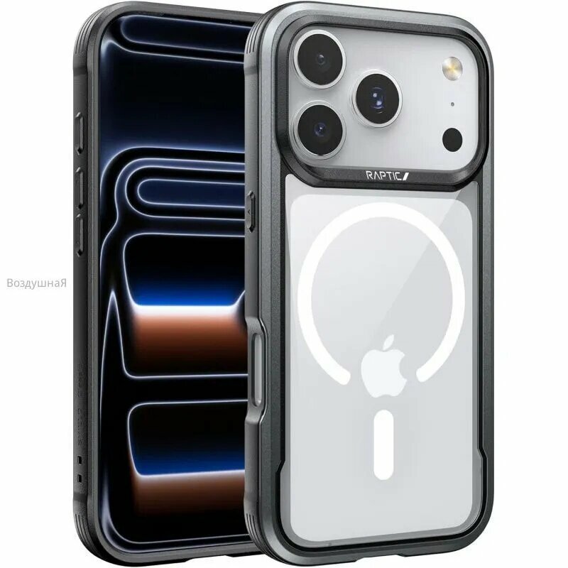 RAPTIC подходит для 6,9-дюймового корпуса мобильного телефона iPhone 17 Pro Max (защита от падения с высоты 23 фута) с прочной рамой из анодированного ударопрочного алюминия.