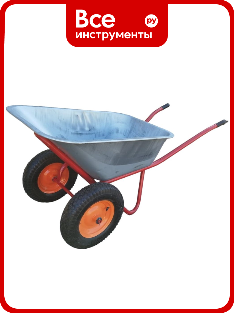 Тачка LWI, усиленная, оцинкованная сталь, пневматические колеса, 130 л