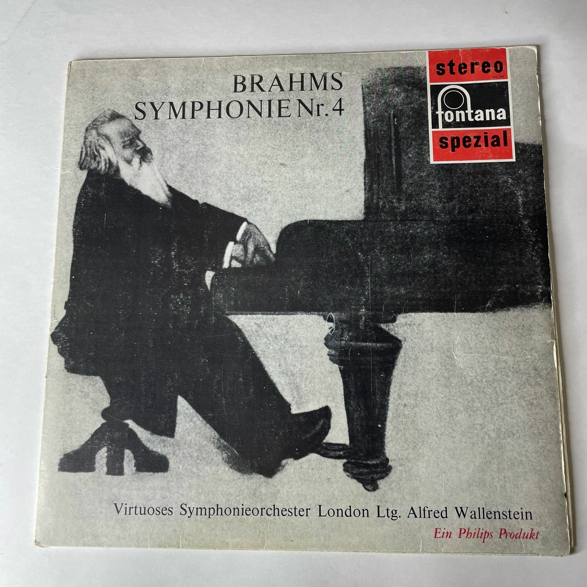 Винтажная виниловая пластинка LP Brahms Брамс, Virtuoses Symphonieorchester London, Alfred Wallenstein, Симфония Symphonie Nr. 4 E Moll Op. 98 (Нидерланды 1973)