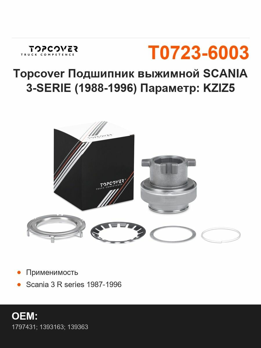 Topcover Подшипник выжимной SCANIA 3-SERIE (1988-1996) Параметр: KZIZ5