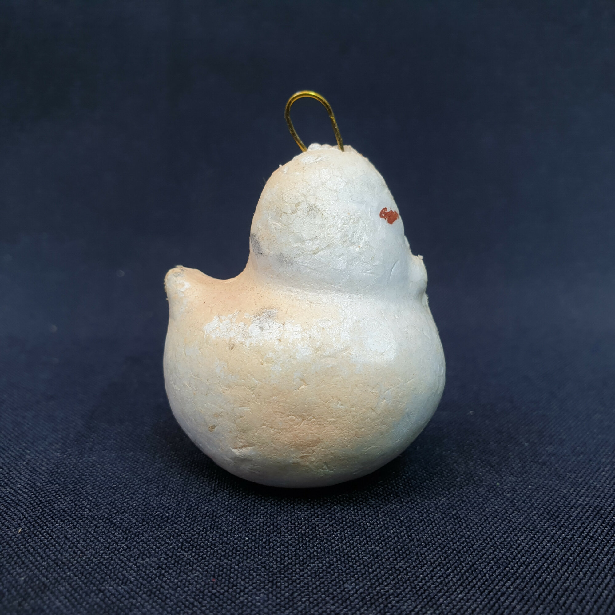 Елочная игрушка новогодняя. Винтажная фигурка утенок, ватная подвеска СССР для елки декор