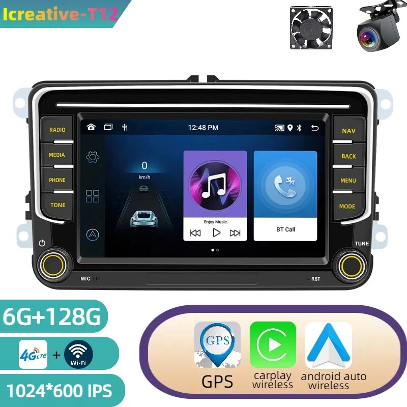 Универсальная 2DIN Android Автомагнитола Для Volkswagen Golf 5 6 Polo Passat Jetta Caddy 6G 128G AHD