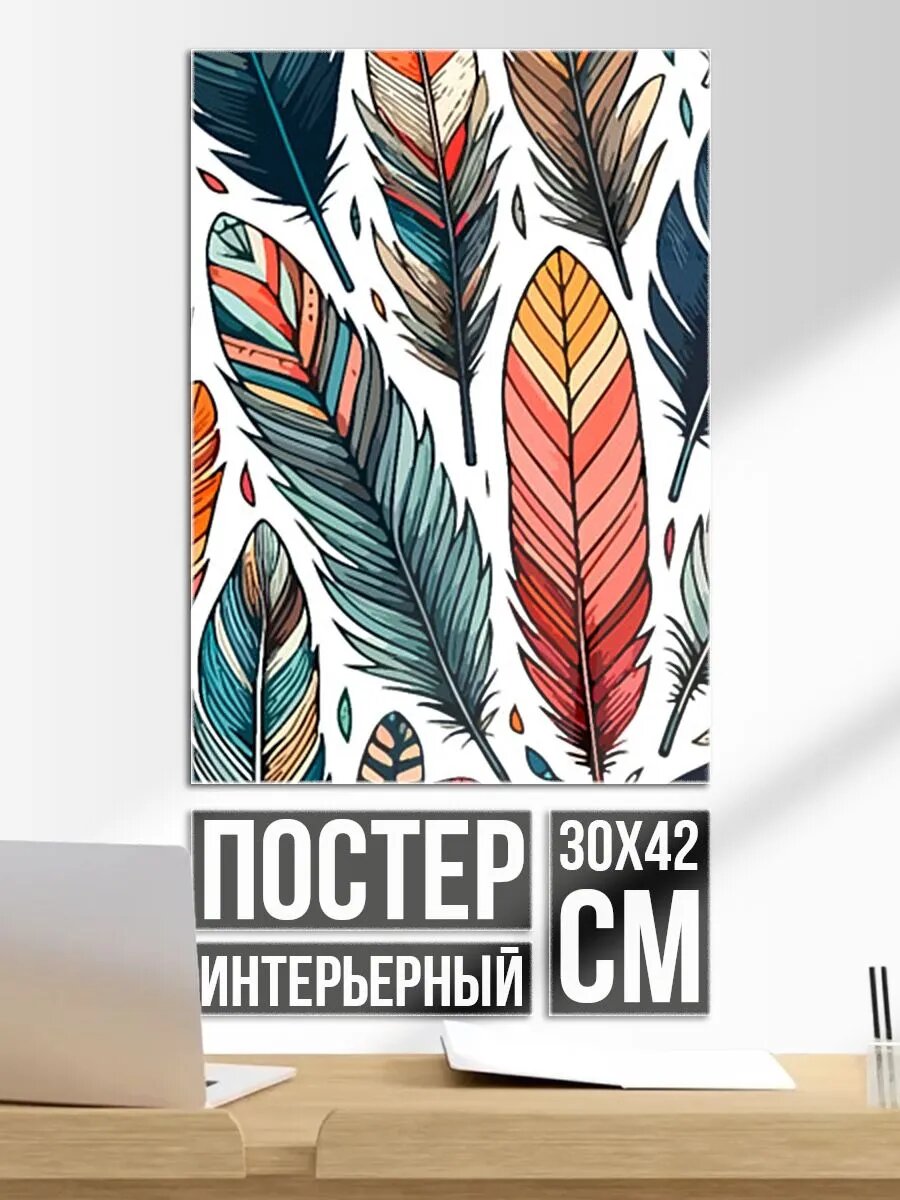 Постер на стену Композиция из перьев