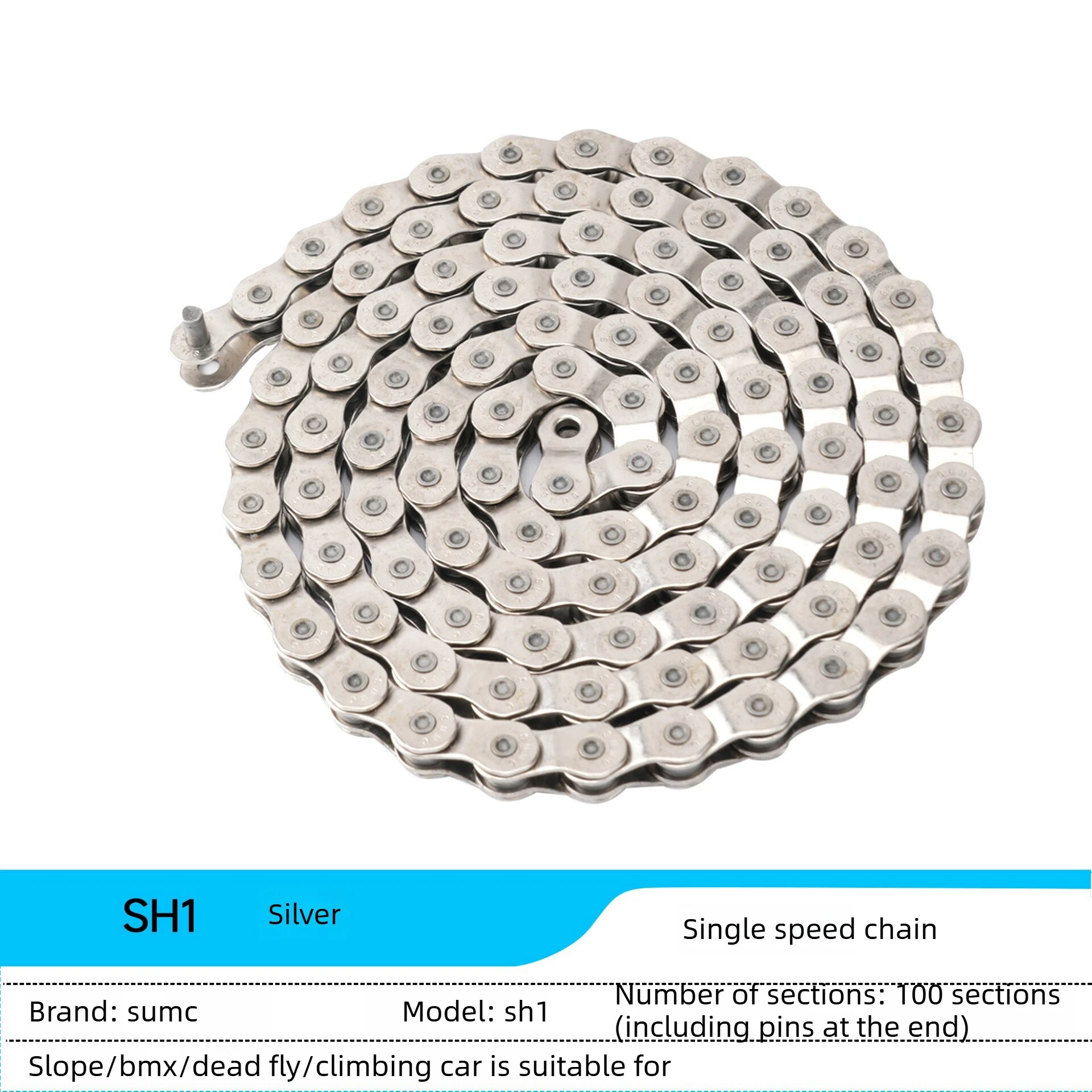 Цепь Half Link Single Speed 100 звеньев для велосипедов Серебряный, Silvery