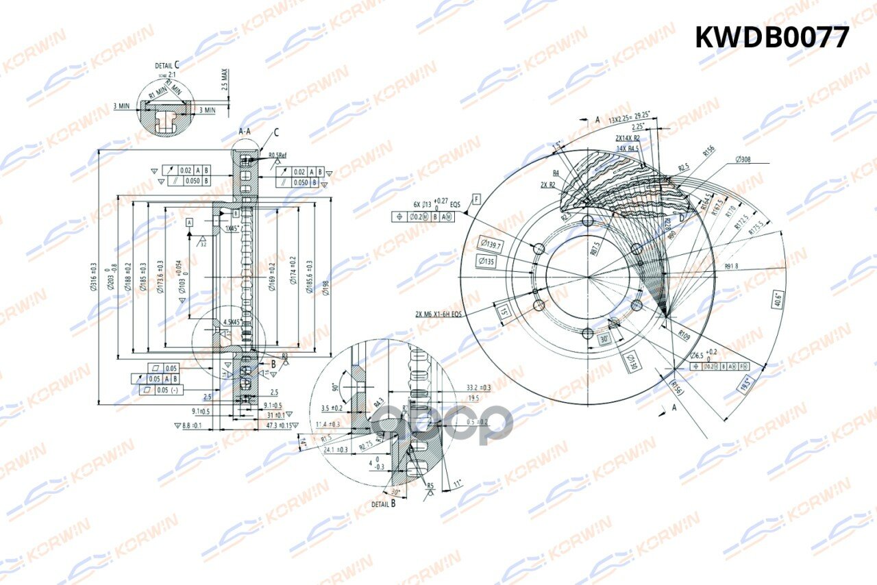 Диск с покрытием передний TANK 300/HAVAL POER KORWIN арт. KWDB0077
