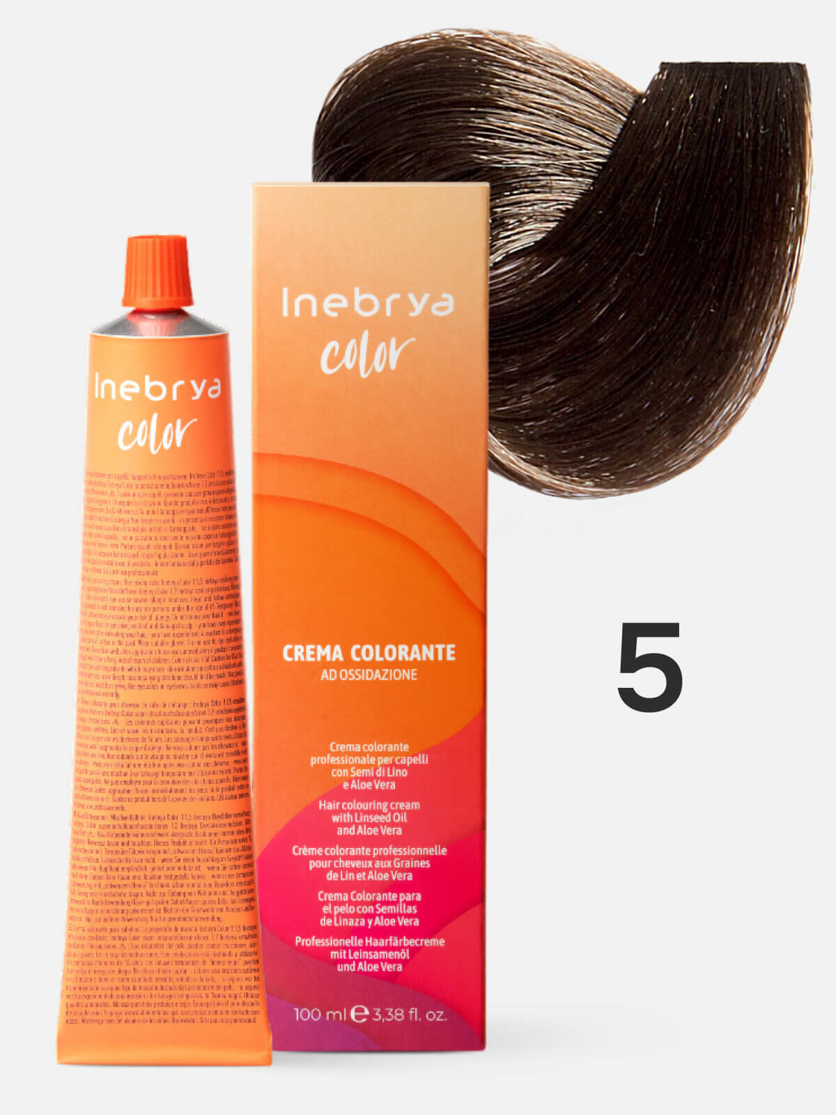 Крем - краска для волос профессиональная Inebrya Color Professional 5 Светлый каштановый, 100 мл