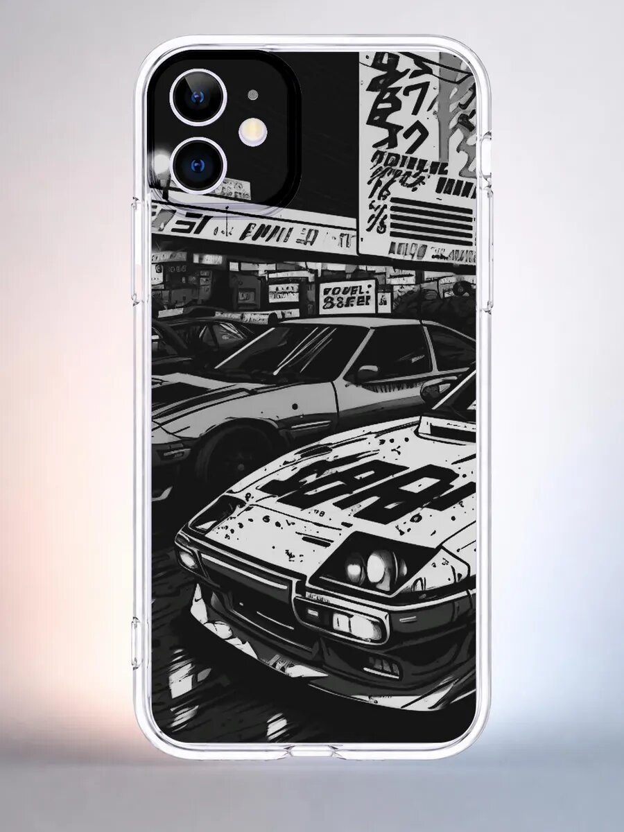 Чехол iPhone 11 JDM в стиле манги силиконовый прозрачный