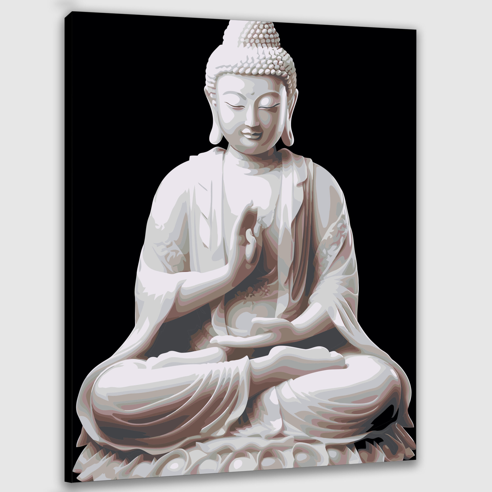 Картина по номерам 40x50 см, Будда, мрамор, медитация, спокойствие, умиротворение, детали, одежда, лицо, тело, реализм