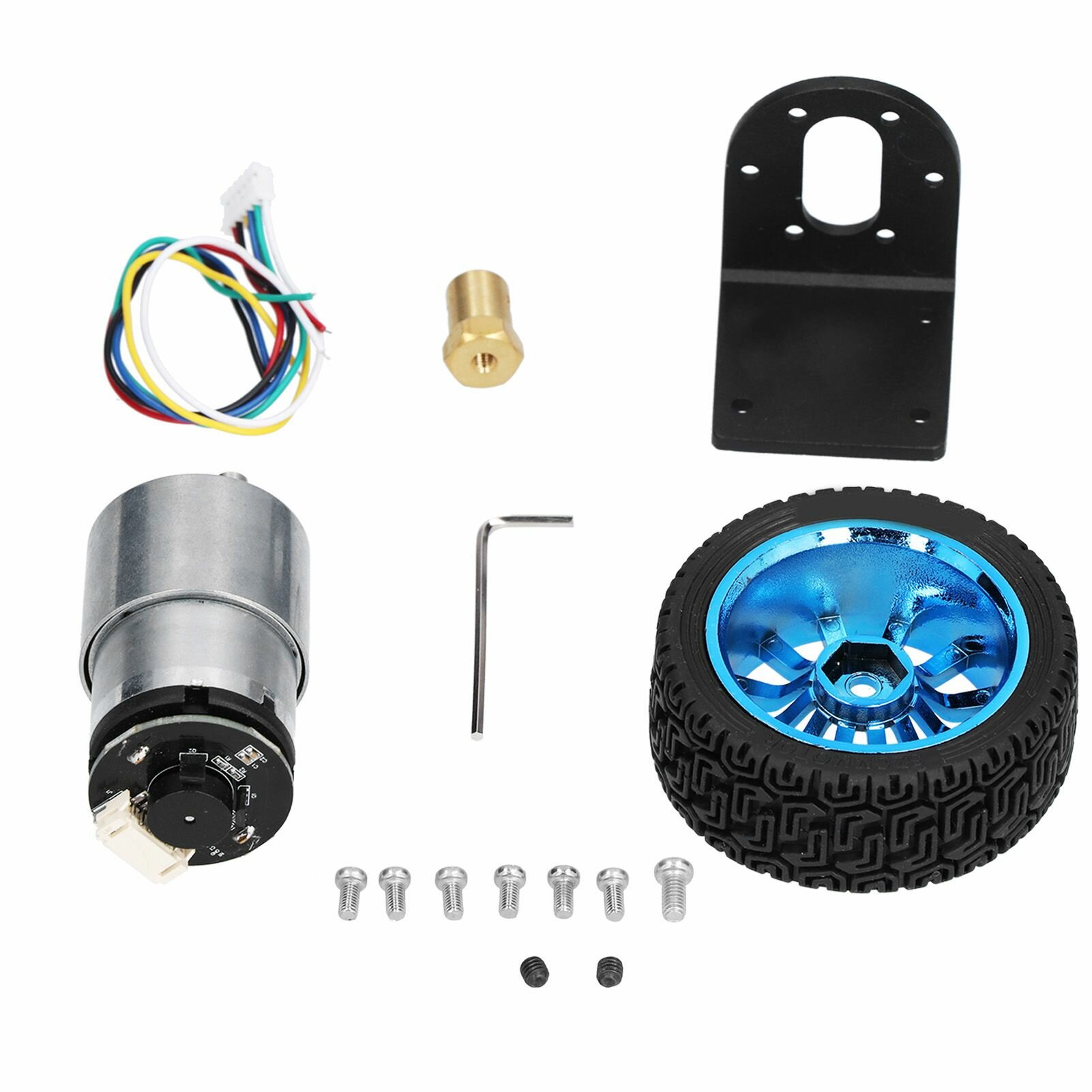 Мотор-редуктор DC12V 1590RPM с энкодером и кронштейном для роботов DIY
