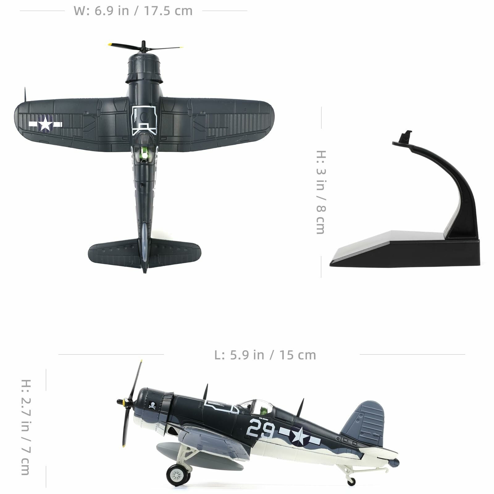 Металлическая литая коллекционная модель самолета F-4U в масштабе 1:72. Винтажный самолет, подходит в качестве демонстрационной модели, а также как подарок.