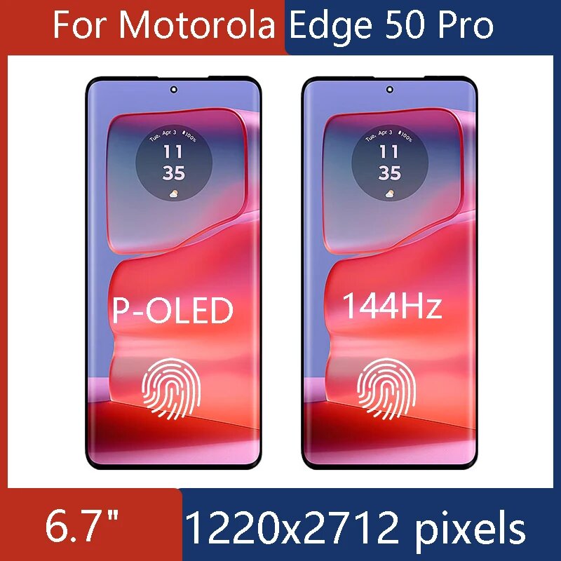 6,7-дюймовый оригинальный ЖК-дисплей для Motorola Edge 50 Pro с дигитайзером сенсорного экрана в сборе для ЖК-дисплея Moto Edge 50 pro