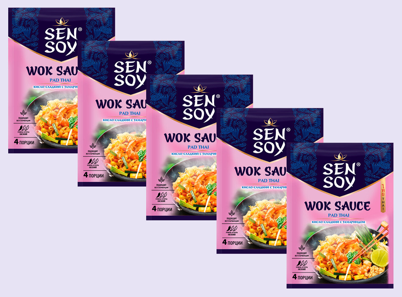 Sen Soy Premium Wok Sauce Pad Tai кисло сладкий (Набор из 5 шт) 400 г.