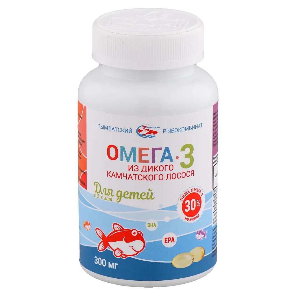 Омега-3 из дикого камчатского лосося для детей с 3-х лет Salmonica мягкие желатиновые капсулы по 300 мг 250 шт