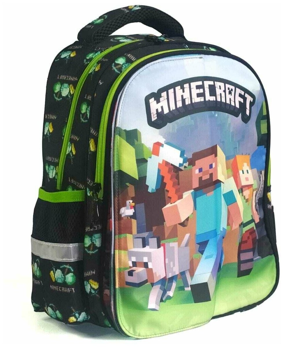 Рюкзак школьный для мальчика Minecraft Майнкрафт со сменными картинками, ранец с анатомической спинкой для начальной школы