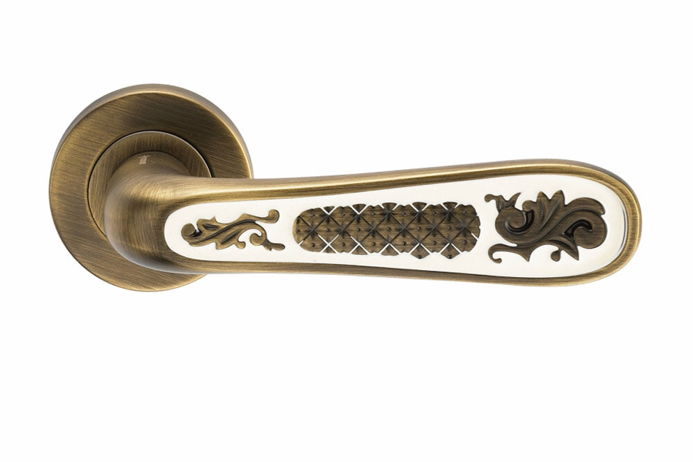 Ручки дверные на круглой розетке Archie GENESIS Alivio Ant. Coffee - античный кофе/эмаль