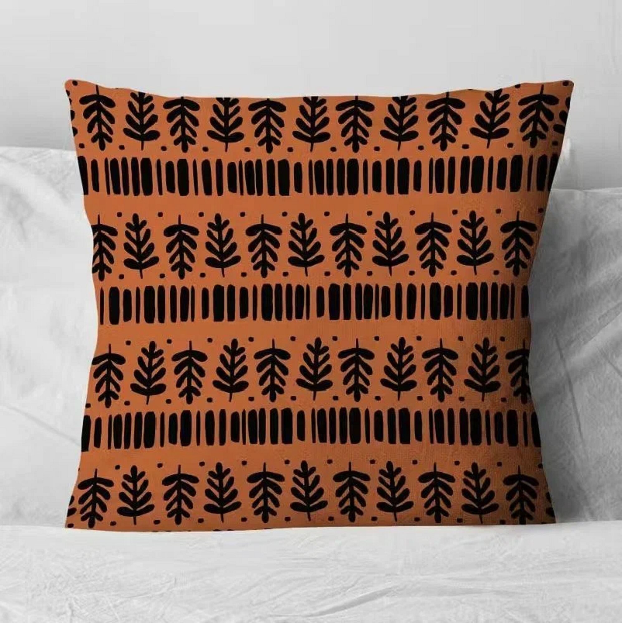 Чехол для подушки Африканские узоры Папоротник 40х40 велюр