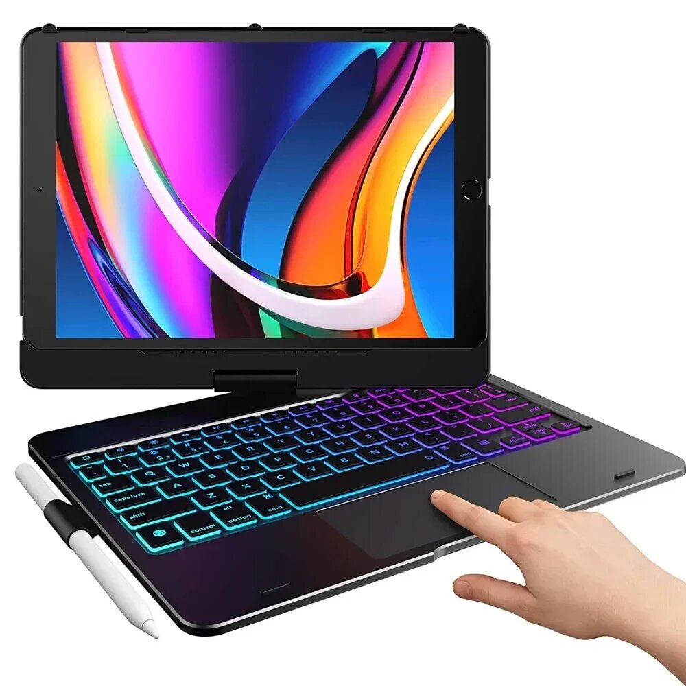 360 ° Вращающийся чехол для клавиатуры с подсветкой для iPad Pro12.9 11 iPad10.2 7/8/9/10th Air11 13 2024 M2, чехол для iPad Air4 5 Magic Keyboard