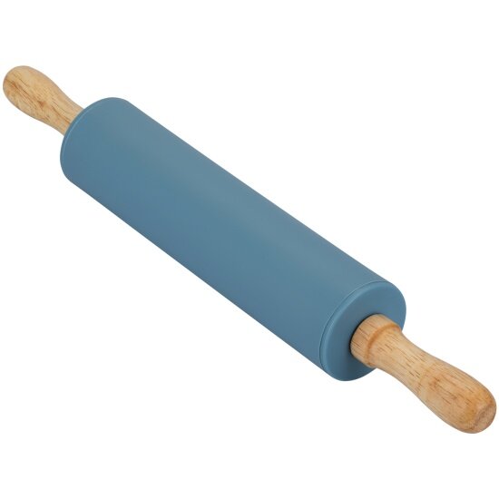 Скалка Regent Inox Linea Silicone 31(17)х4.3 см, силикон/дерево, голубой (93-SI-CU-15.5)