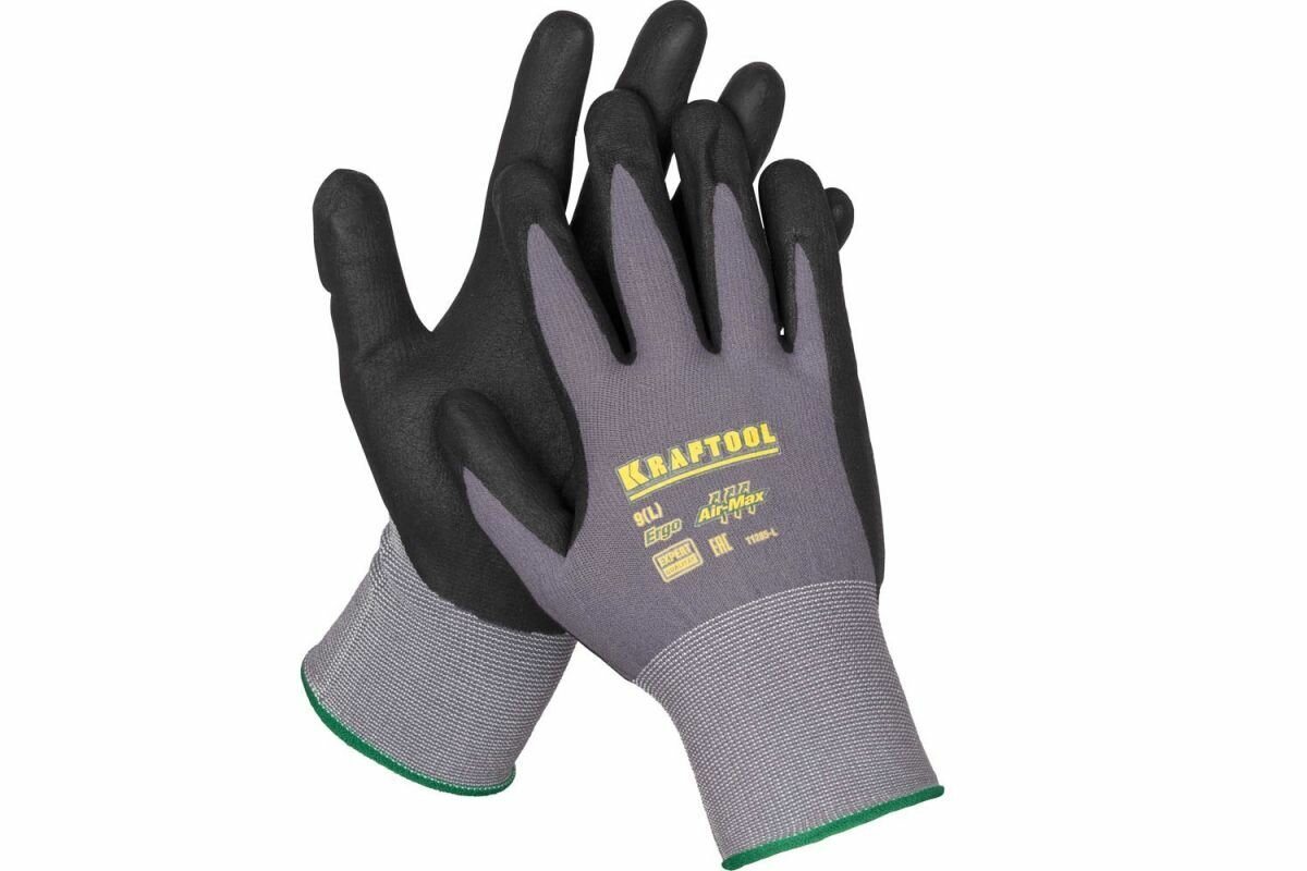 Эластичные перчатки с покрытием из вспененного нитрила KRAFTOOL Expert для точных работ, размер M 11285-M