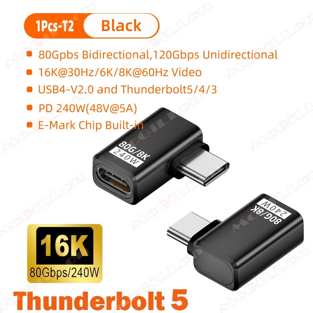 Thunderbolt 5 PD240W USB4 V2.0 Type-C To Type C Адаптер