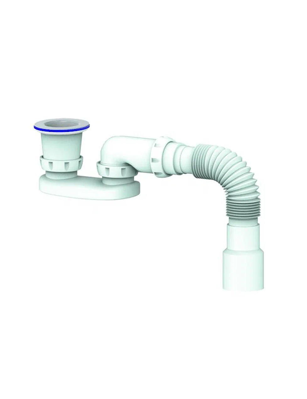 Сифон для поддона плоский 1 1/2"x50/40 с гофрой 40х40/50 выпуск с пластиковой решёткой Unicorn G22Р