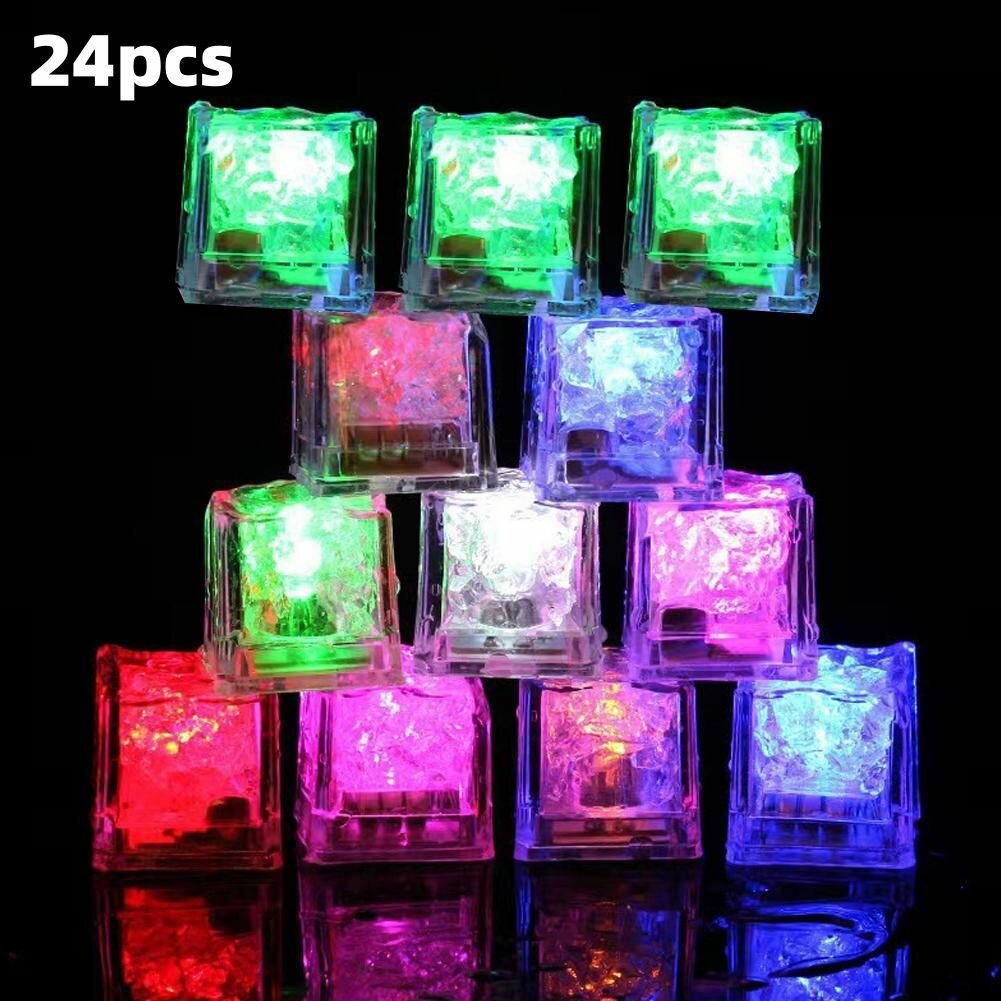 12/24PCS Кубики светящиеся для ванны для игры диодные/Украшение атмосферы светящиеся кубики льда игрушки