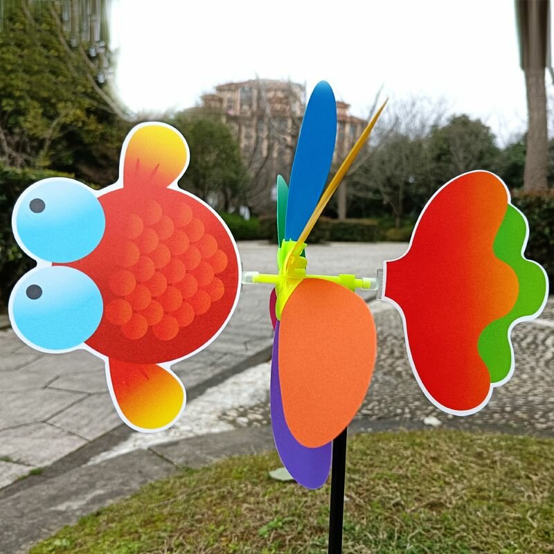 Флюгер "Ветряная Мельница", красная, светло-синяя, темно-зеленая