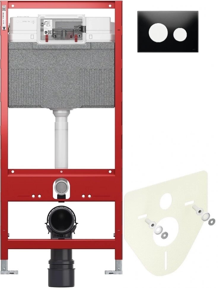 Инсталляция для унитаза Tece TECEloop 9300302 + 9200010 + 9380014 + 9240654 с кнопкой смыва, черный/белый