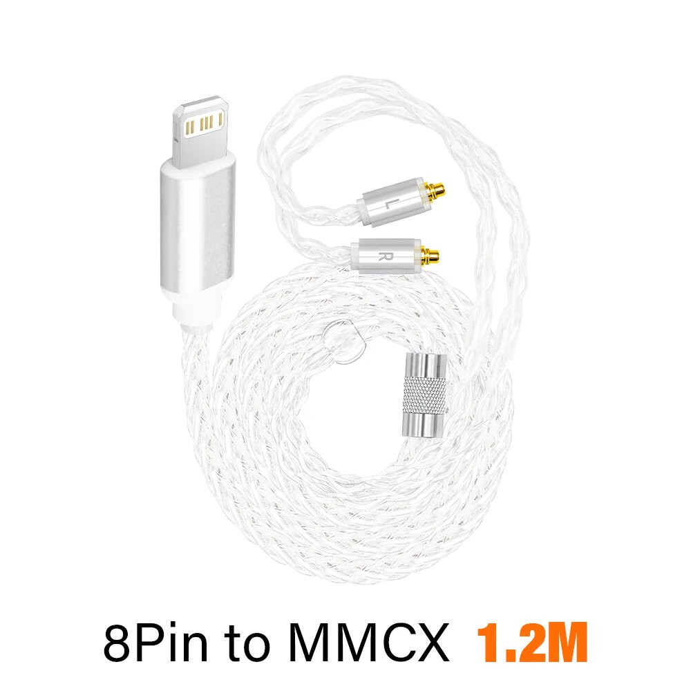 Кабель AUX Nephy 120см серебристый для наушников For iPhone to MMCX