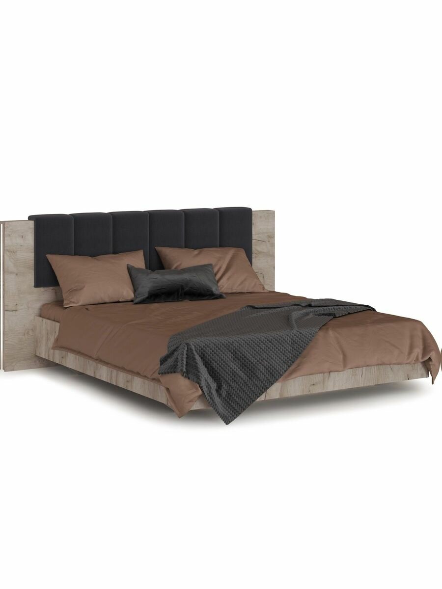 Кровать Джулия с мягким изголовьем 180 б/м без ламелей крафт серый