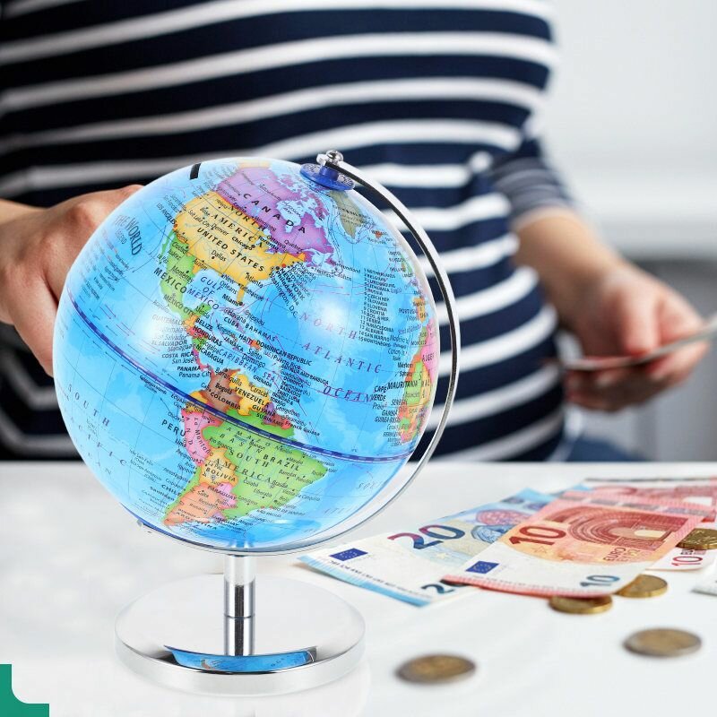 Копилка В Forme Глобуса Многоцветная И Прочная На Плоском Основании 20.00X16.00X14.20Cm