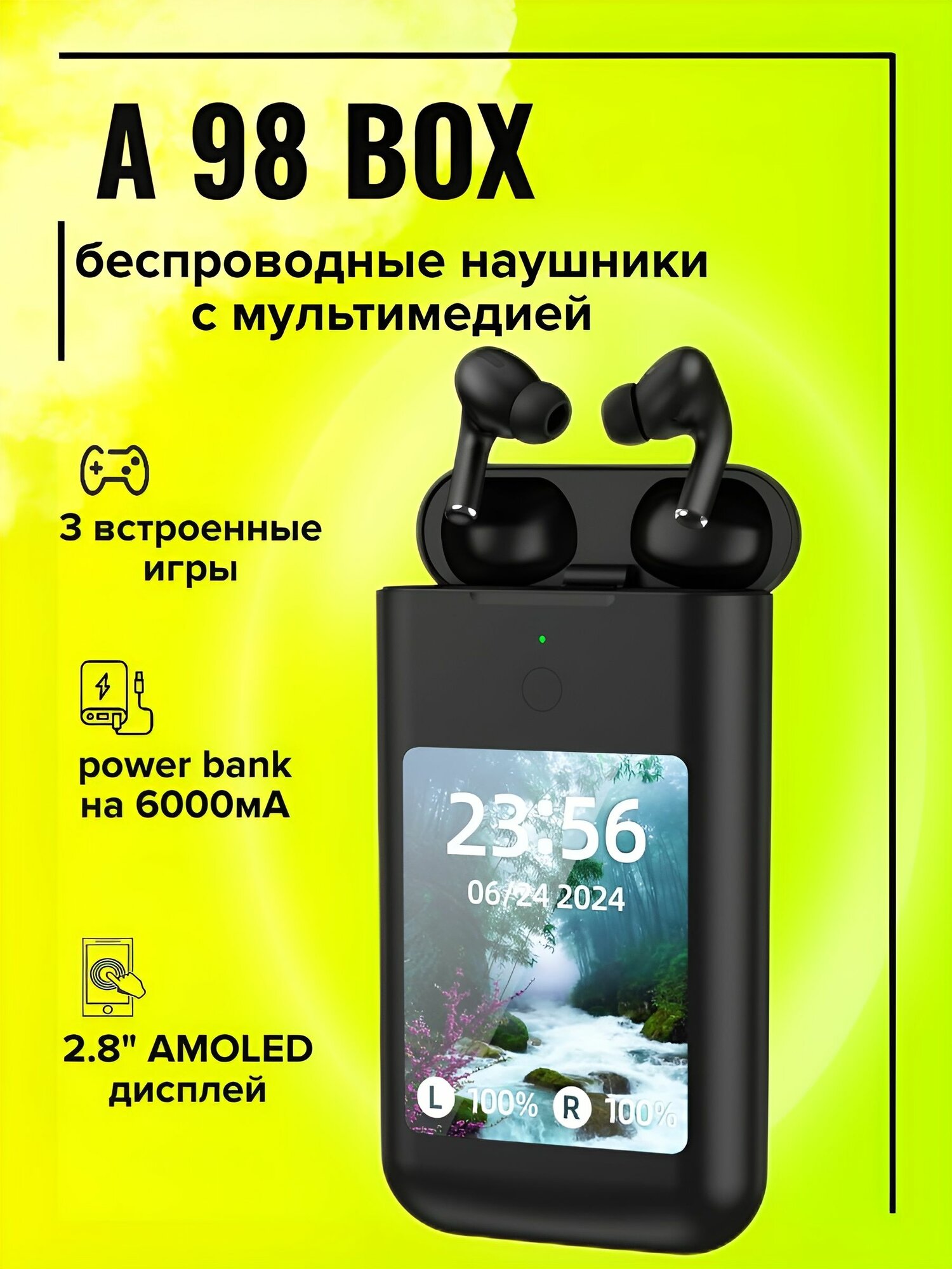 Беспроводные наушники с поддержкой Micдолговечный TWS ANC наушники scu-A98 с 2,8-дюймовым Amoled экраном
