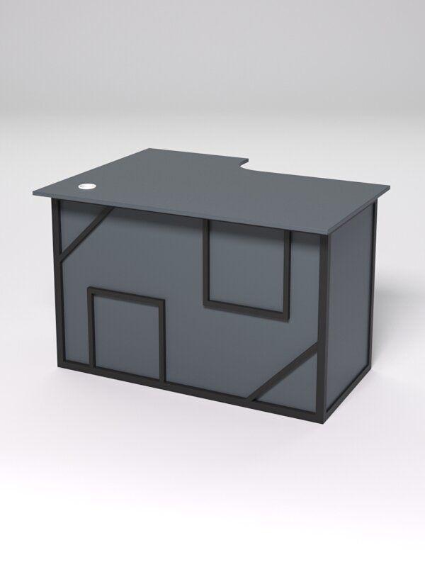 Стол эргономичный офисный СЭ-16А (правосторонний) "стронг" в стиле лофт декор №4, Темно-серый