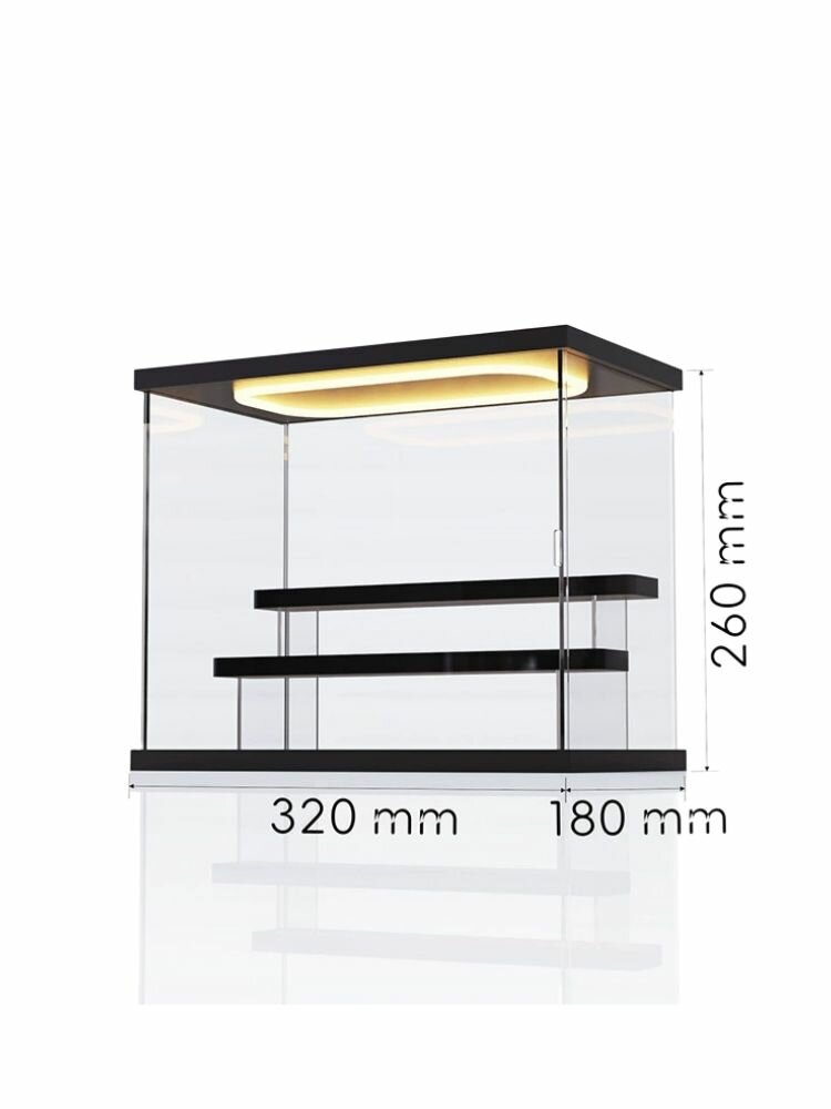 Витринный шкаф, акрилик, высота 26см, длина 32см, черный матовый