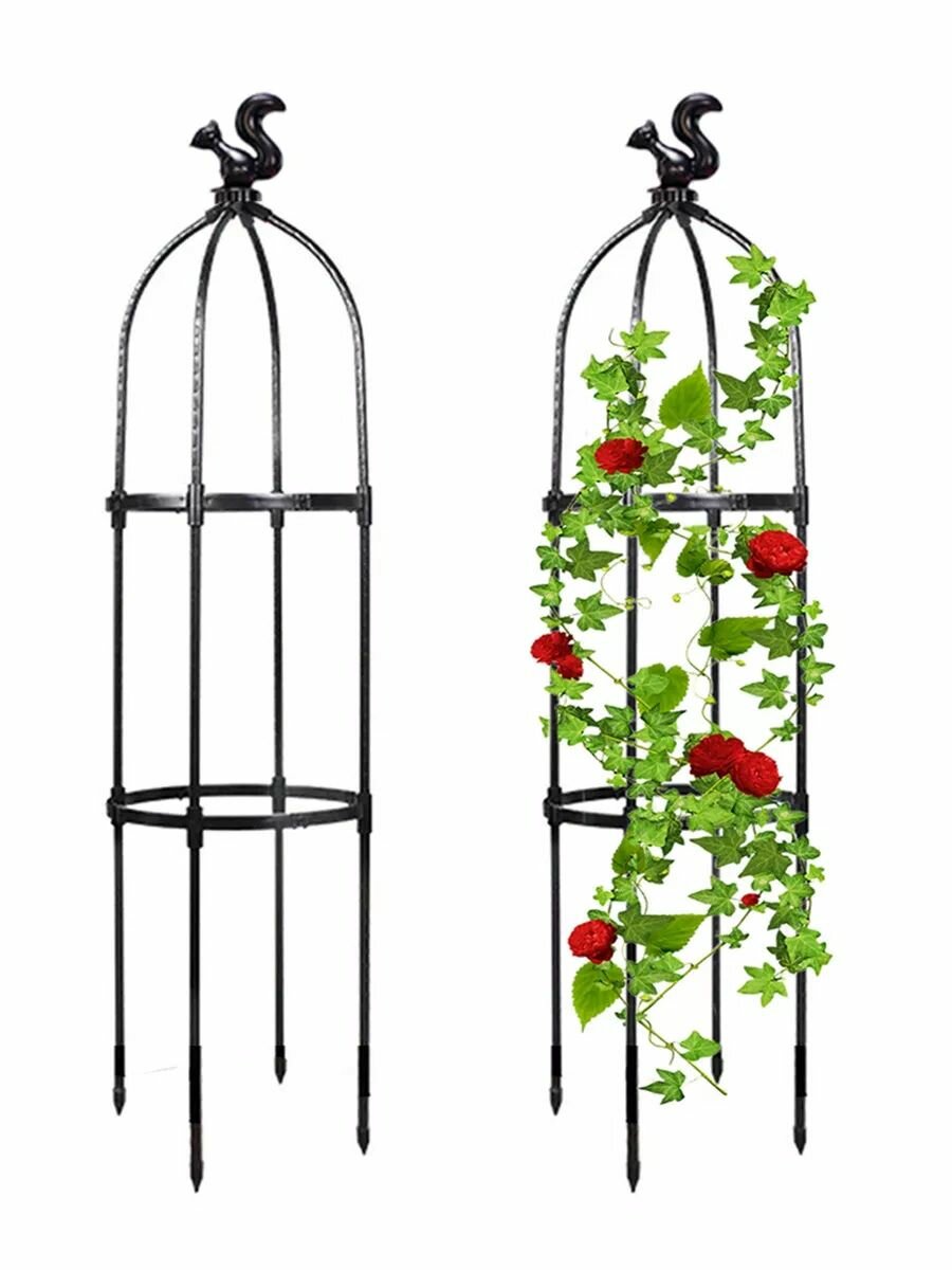 Подставка для цветов "Решетка для вьющихся", для растений, черная матовая, 95 см
