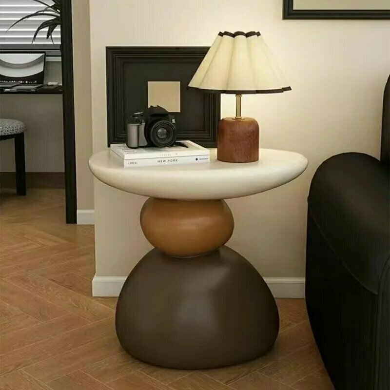 Журнальный стол "Нет бренда", овальный, эпоксидная смола, белый/коричневый, 43x30x40 см