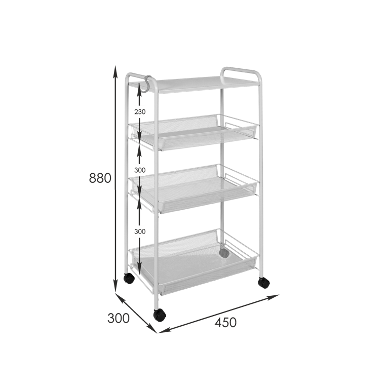 Этажерка Ладья 34КС, 4-х ярус,45*30*88см, Серый