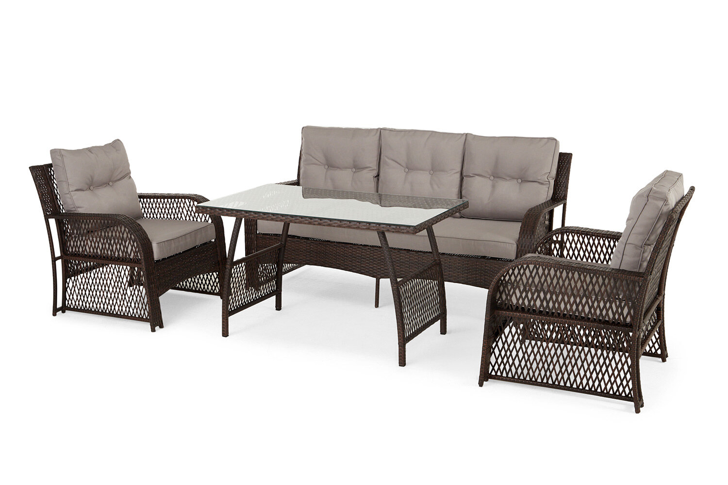 Набор садовой мебели HOFF Florance стол + диван + 2 кресла, цвет коричневый, серый