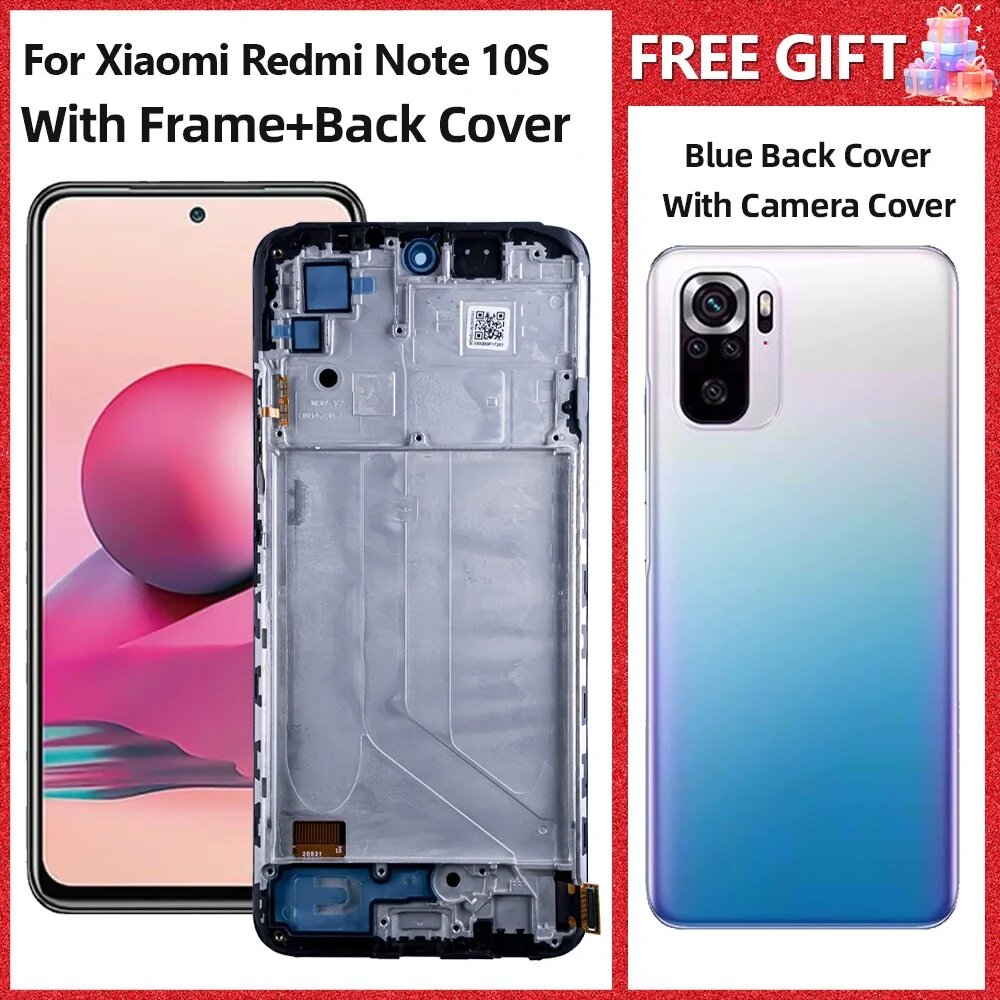 ЖК-дисплей для Xiaomi Redmi Note 10S, ЖК-дисплей, преобразователь сенсорного экрана в сборе, Note 10S M2101K7BG M2101K7BI M2101K7BNY M2101K7BL Blue Kit
