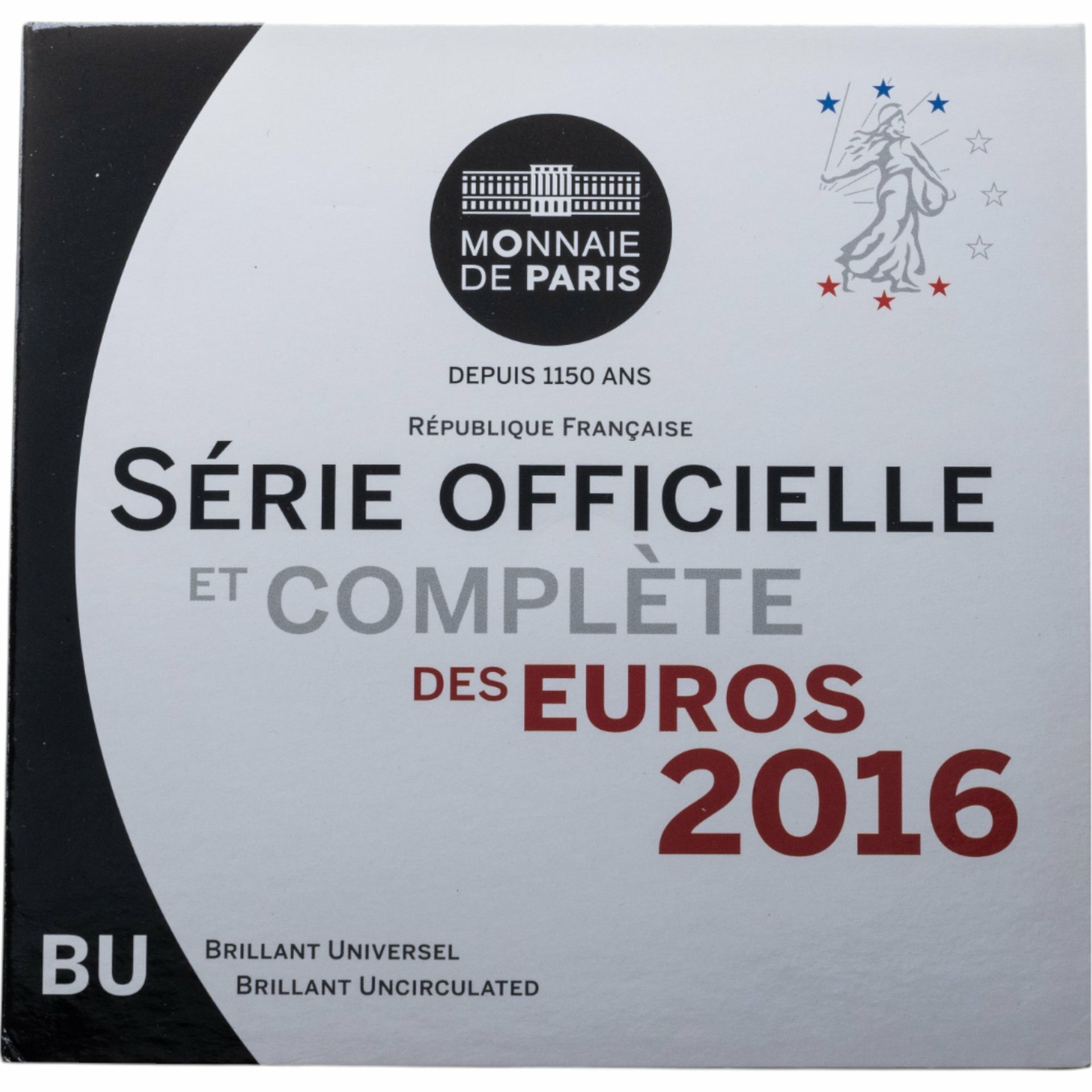Франция 2016 официальный годовой набор евро из 8 монет, Биметалл, нордик, сталь с медным покрытием, в сохранности BUNC