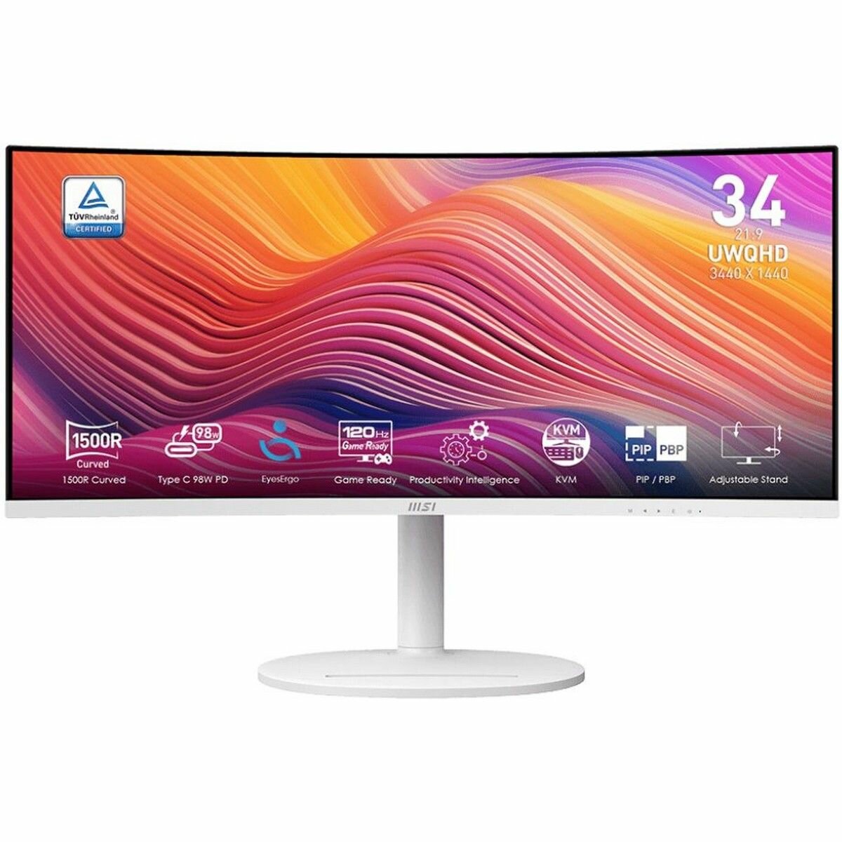 Монитор MSI MD342CQPW 34" VA, UWQHD 3440x1440, 120 Гц, Adaptive-Sync, белый