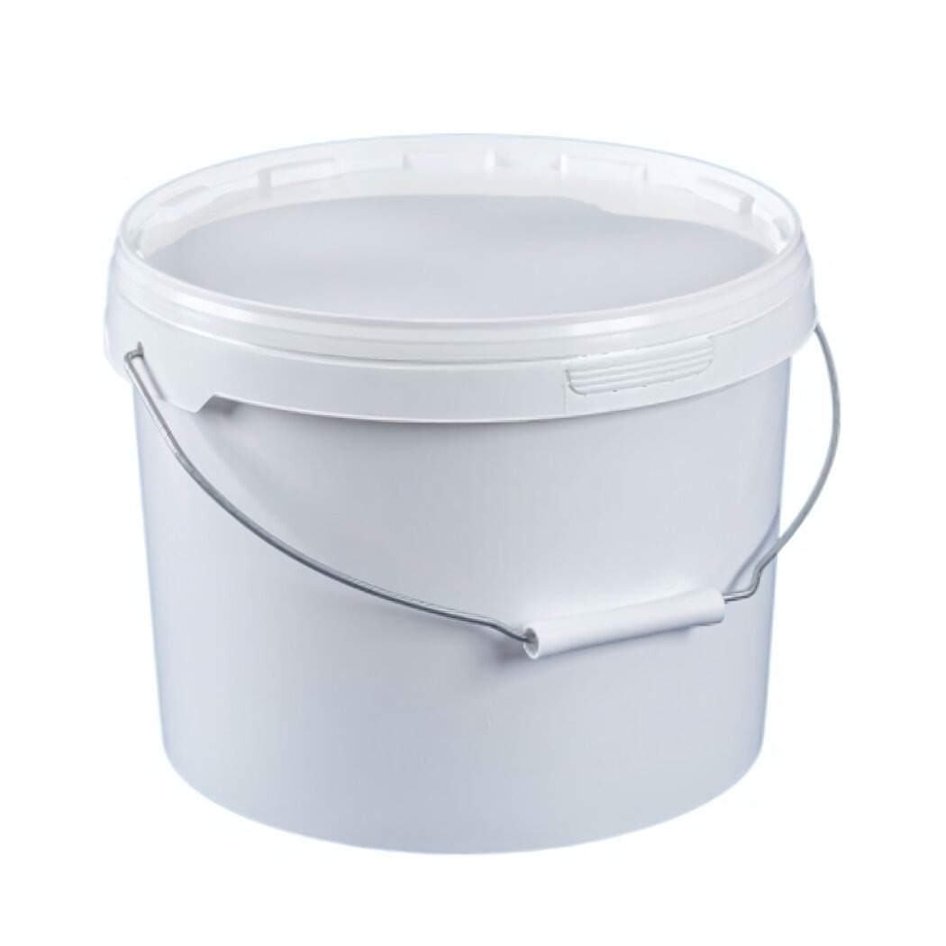 Ведро пластиковое 11л с металлической ручкой, белое, герметичное, для хранения