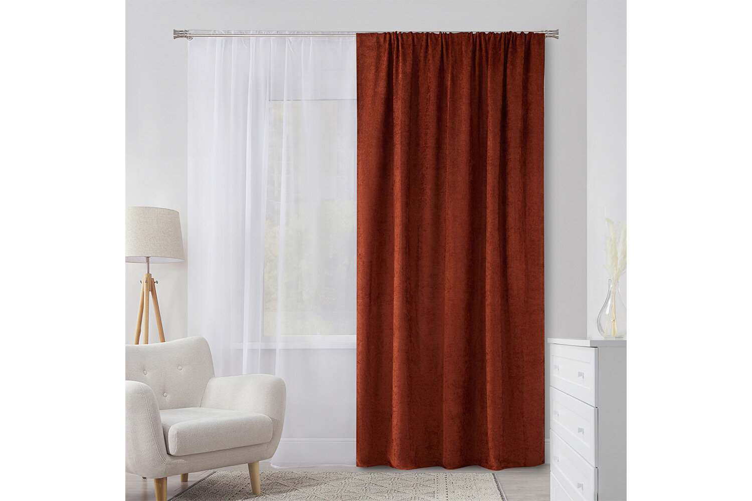 Штора MICASA Arabella 180х280 см, софт, универсальная лента, цвет охра