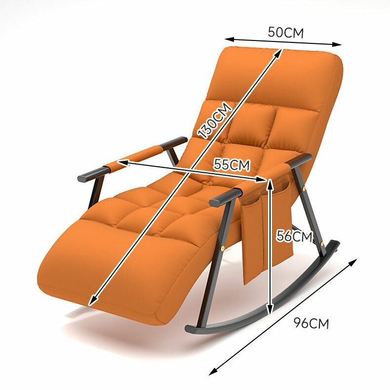 Кресло-качалка "Положение лежа, сидя", с ящиком, обивка текстиль (оранжевая), каркас металл