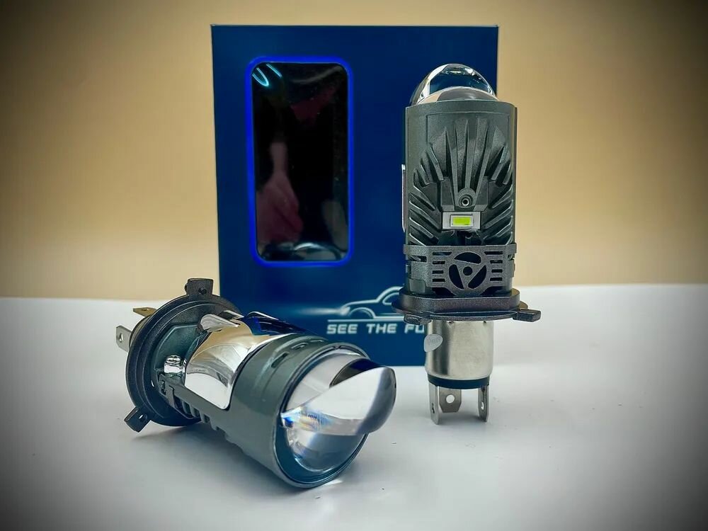 Светодиодные лампы H4 с линзой на Газель 1994-2002 - лазерные / Ближний - Дальний для LED лампочки