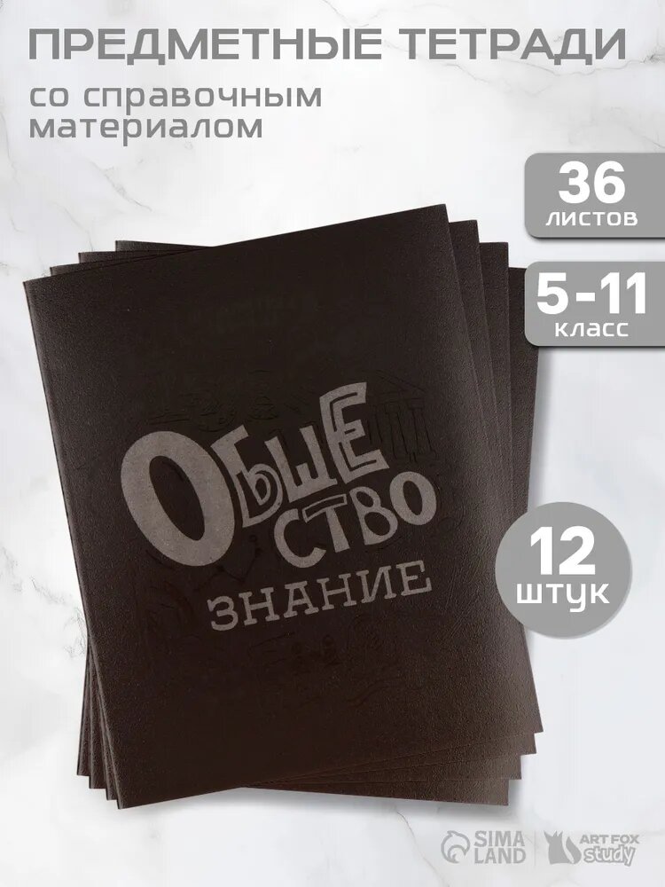 Набор предметных тетрадей 36 л, 12 шт. А5, в клетку, вн. блок №1 «Black»