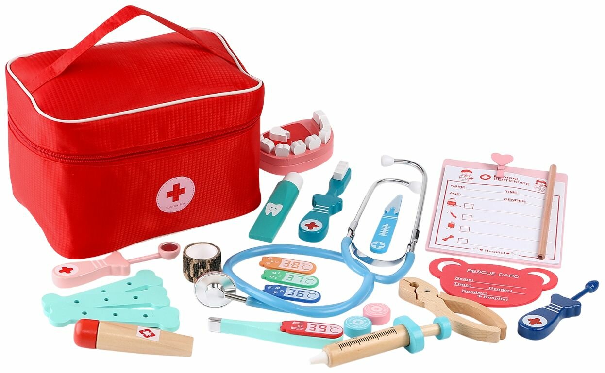 Игровой медицинский набор "Играем в доктора" с кейсом, сюжетно-ролевая игра для детей, игрушечные инструменты для юного врача, 33 предмета