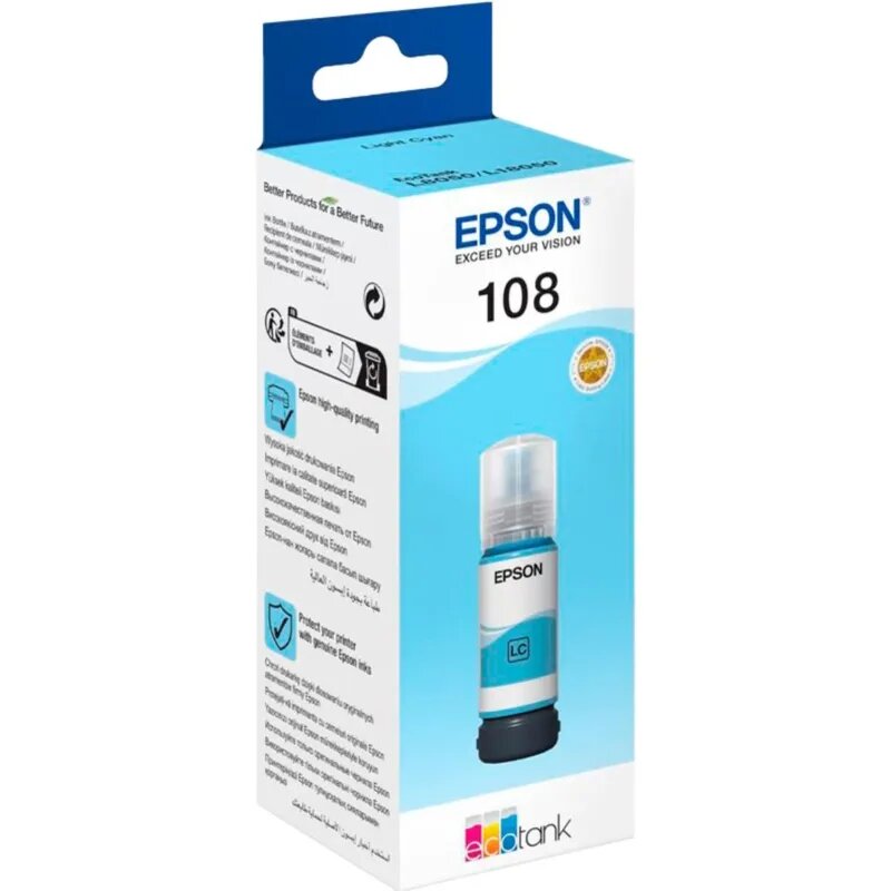 Чернила Epson 108 EcoTank Ink C13T09C54A для Epson L8050, Light Cyan 70ml 1921285