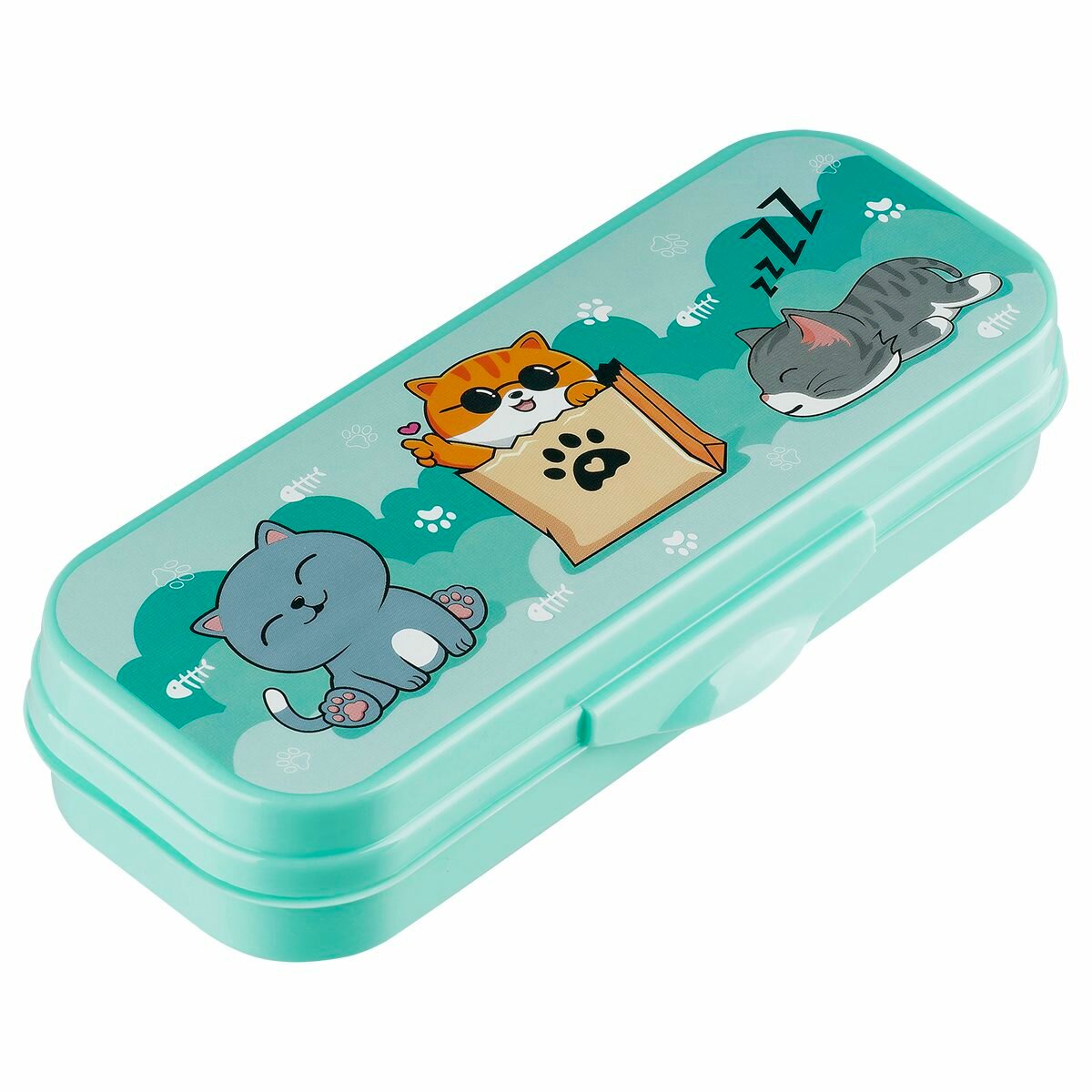 Пенал-футляр Стамм "Коты", 215x90x43мм, бирюзовый (ПН-32107), 15шт.